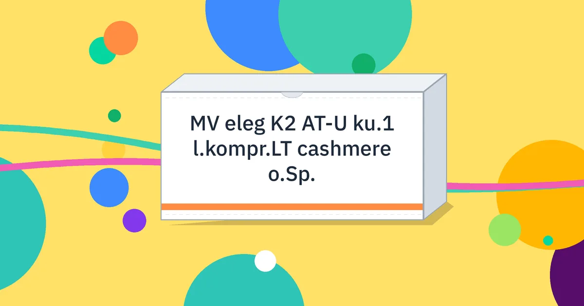 Symbolbild: Packung mit der Aufschrift MV eleg K2 AT-U ku.1 l.kompr.LT cashmere o.Sp. (PZN 14664927) – Verfügbarkeit und Bezug in Apotheken in Frankfurt am Main
