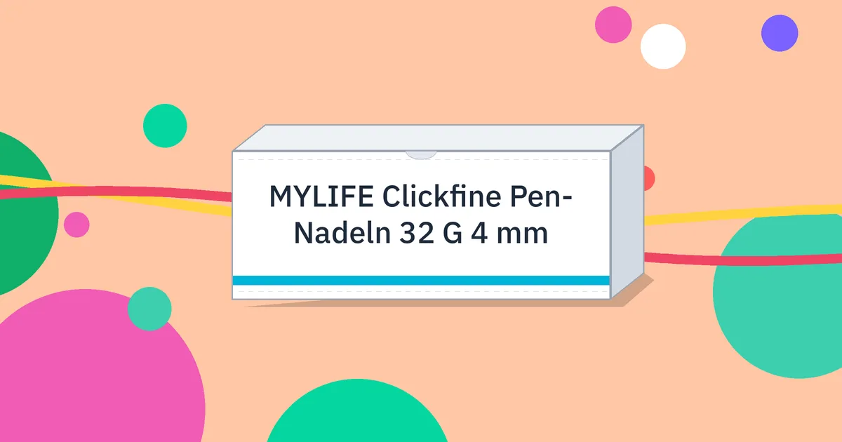Symbolbild: Packung mit der Aufschrift MYLIFE Clickfine Pen-Nadeln 32 G 4 mm (PZN 16007139) – Verfügbarkeit und Bezug in Apotheken in Frankfurt am Main