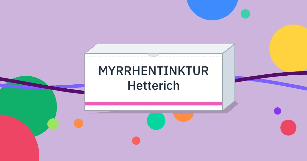 Symbolbild: Packung mit der Aufschrift MYRRHENTINKTUR Hetterich (PZN 02249005) – Verfügbarkeit und Bezug in Apotheken in Frankfurt am Main