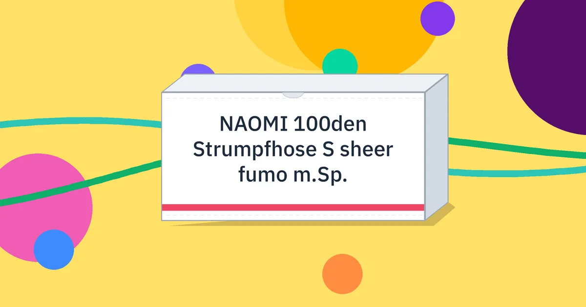 Symbolbild: Packung mit der Aufschrift NAOMI 100den Strumpfhose S sheer fumo m.Sp. (PZN 16177077) – Verfügbarkeit und Bezug in Apotheken in Frankfurt am Main