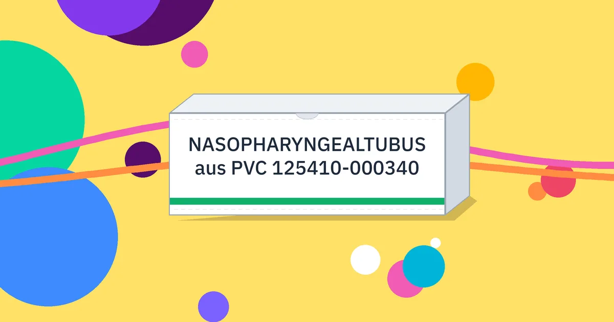 Symbolbild: Packung mit der Aufschrift NASOPHARYNGEALTUBUS aus PVC 125410-000340 (PZN 05031270) – Verfügbarkeit und Bezug in Apotheken in Frankfurt am Main