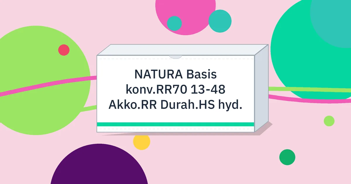 Symbolbild: Packung mit der Aufschrift NATURA Basis konv.RR70 13-48 Akko.RR Durah.HS hyd. (PZN 12202855) – Verfügbarkeit und Bezug in Apotheken in Frankfurt am Main