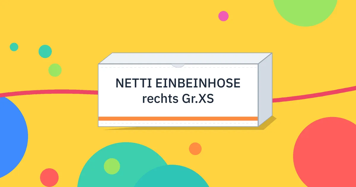 Symbolbild: Packung mit der Aufschrift NETTI EINBEINHOSE rechts Gr.XS (PZN 05517989) – Verfügbarkeit und Bezug in Apotheken in Frankfurt am Main