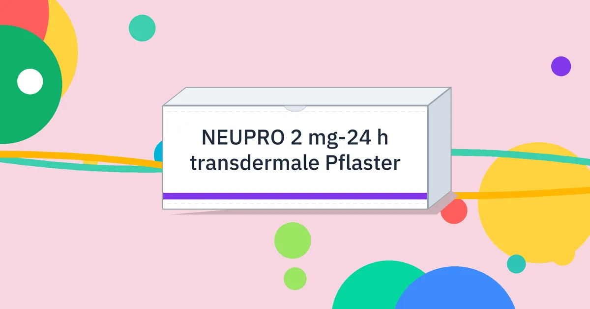 Symbolbild: Packung mit der Aufschrift NEUPRO 2 mg-24 h transdermale Pflaster (PZN 05381596) – Verfügbarkeit und Bezug in Apotheken in Frankfurt am Main