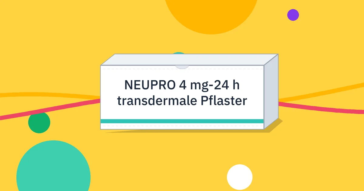 Symbolbild: Packung mit der Aufschrift NEUPRO 4 mg-24 h transdermale Pflaster (PZN 10344373) – Verfügbarkeit und Bezug in Apotheken in Frankfurt am Main