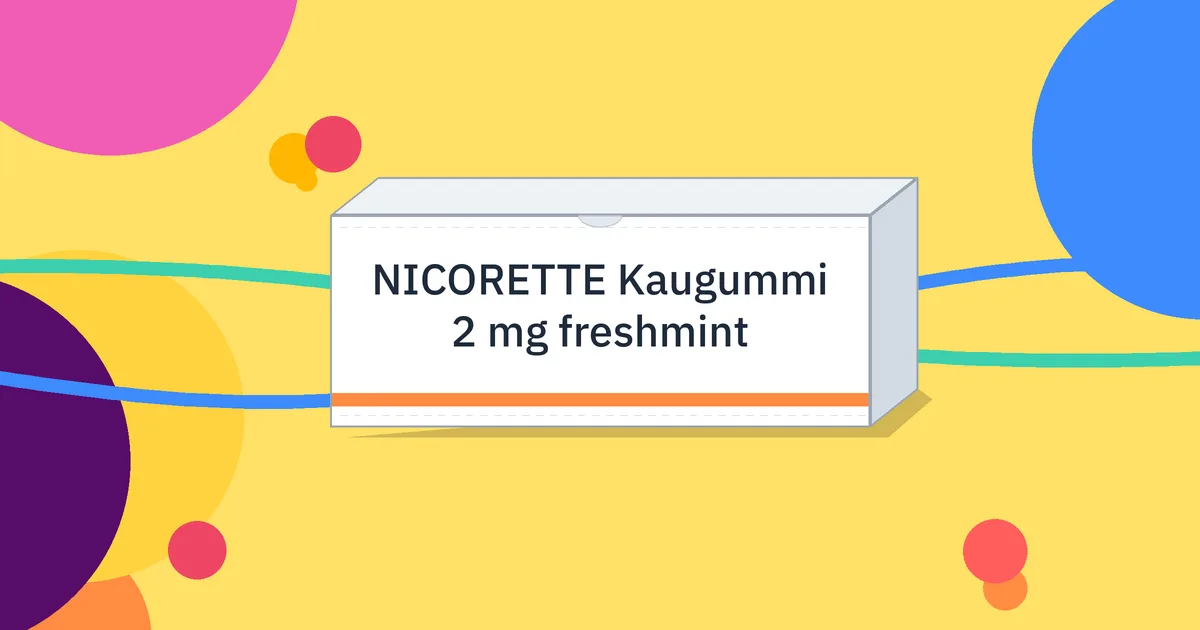 Symbolbild: Packung mit der Aufschrift NICORETTE Kaugummi 2 mg freshmint (PZN 07274812) – Verfügbarkeit und Bezug in Apotheken in Frankfurt am Main