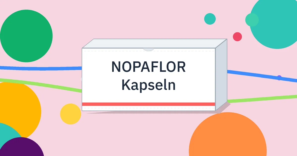 Symbolbild: Packung mit der Aufschrift NOPAFLOR Kapseln (PZN 08880934) – Verfügbarkeit und Bezug in Apotheken in Frankfurt am Main