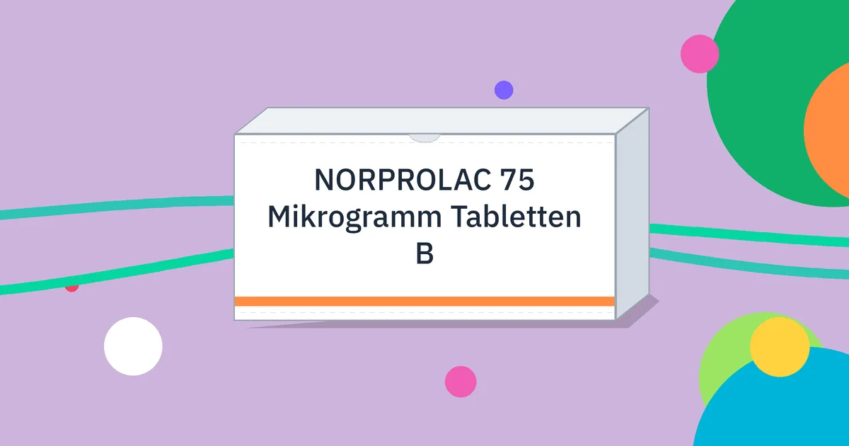 Symbolbild: Packung mit der Aufschrift NORPROLAC 75 Mikrogramm Tabletten B (PZN 12672354) – Verfügbarkeit und Bezug in Apotheken in Frankfurt am Main