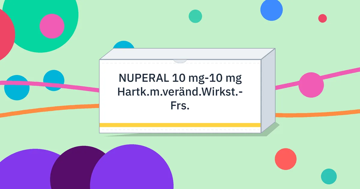 Symbolbild: Packung mit der Aufschrift NUPERAL 10 mg-10 mg Hartk.m.veränd.Wirkst.-Frs. (PZN 20861299) – Verfügbarkeit und Bezug in Apotheken in Frankfurt am Main