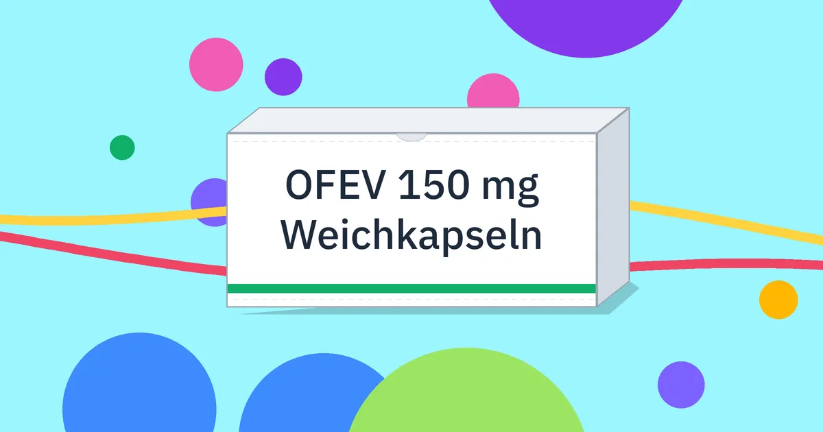 Symbolbild: Packung mit der Aufschrift OFEV 150 mg Weichkapseln (PZN 14043533) – Verfügbarkeit und Bezug in Apotheken in Frankfurt am Main