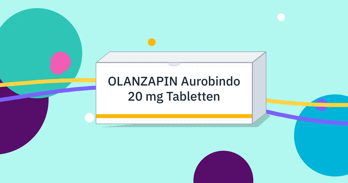 Symbolbild: Packung mit der Aufschrift OLANZAPIN Aurobindo 20 mg Tabletten (PZN 09618345) – Verfügbarkeit und Bezug in Apotheken in Frankfurt am Main