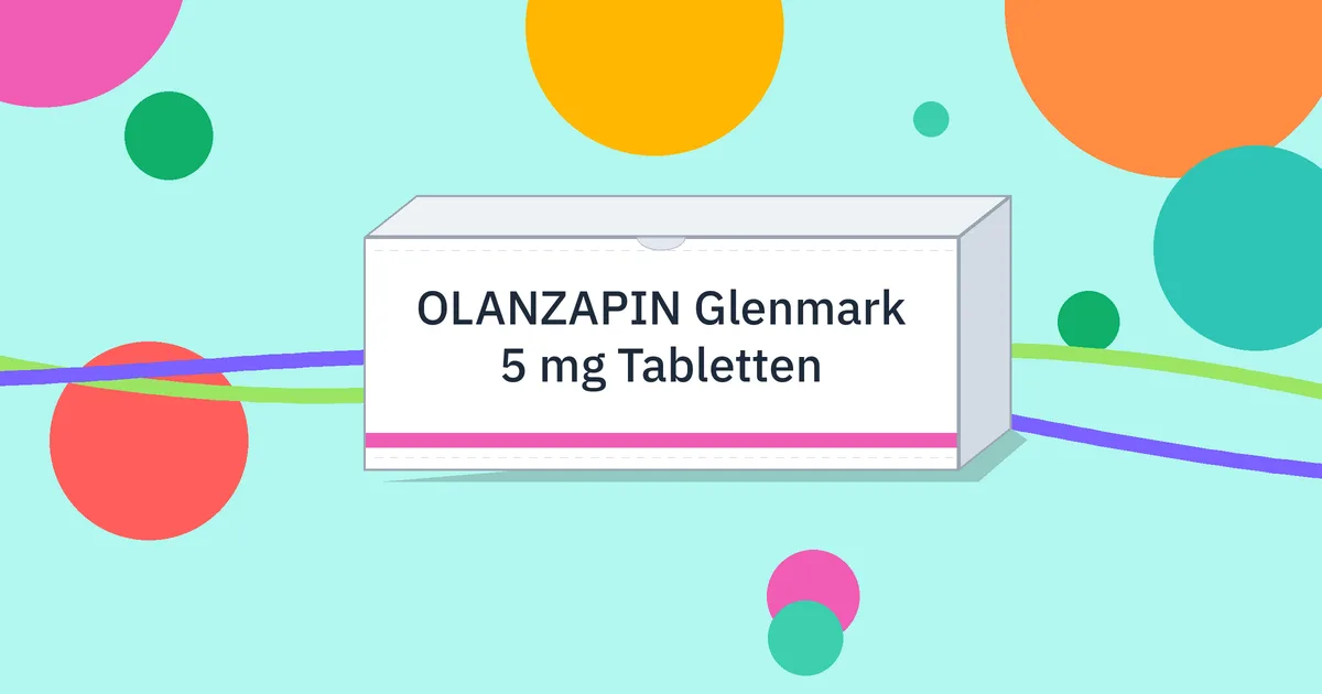 Symbolbild: Packung mit der Aufschrift OLANZAPIN Glenmark 5 mg Tabletten (PZN 11130639) – Verfügbarkeit und Bezug in Apotheken in Frankfurt am Main