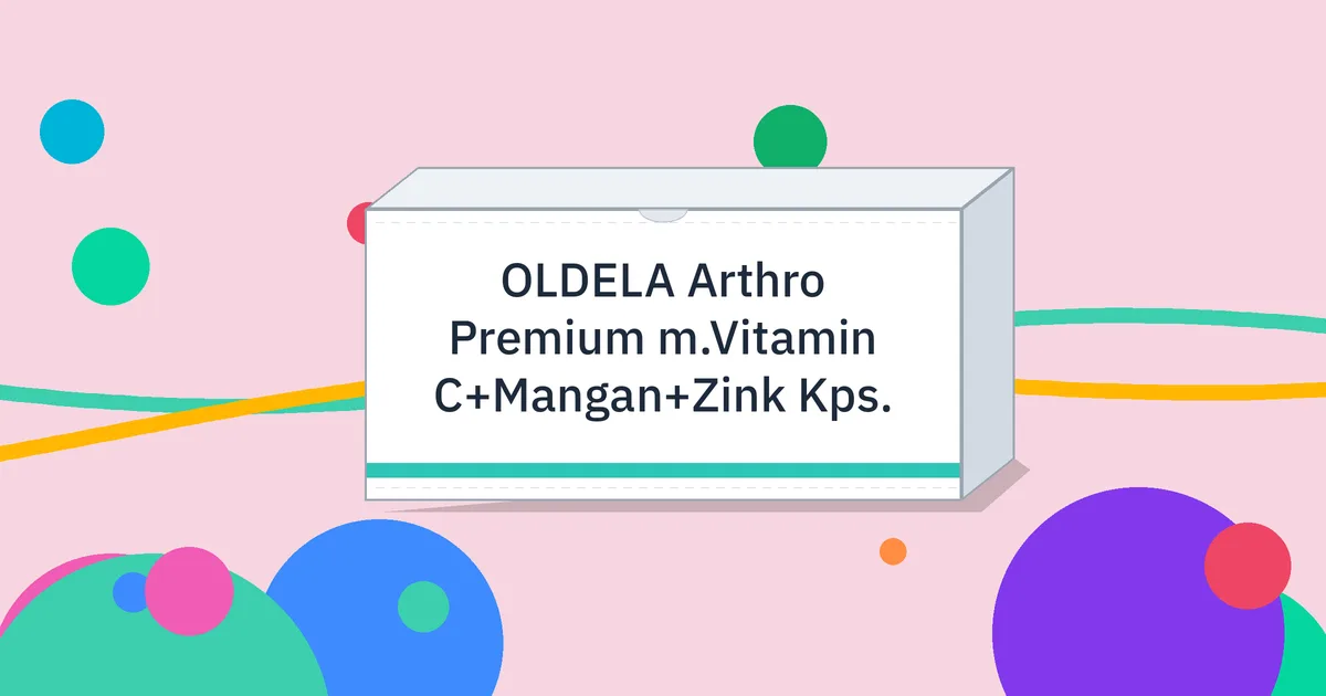Symbolbild: Packung mit der Aufschrift OLDELA Arthro Premium m.Vitamin C+Mangan+Zink Kps. (PZN 19215772) – Verfügbarkeit und Bezug in Apotheken in Frankfurt am Main