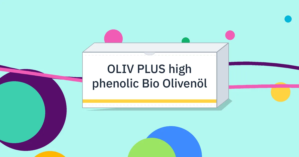 Symbolbild: Packung mit der Aufschrift OLIV PLUS high phenolic Bio Olivenöl (PZN 18413576) – Verfügbarkeit und Bezug in Apotheken in Frankfurt am Main