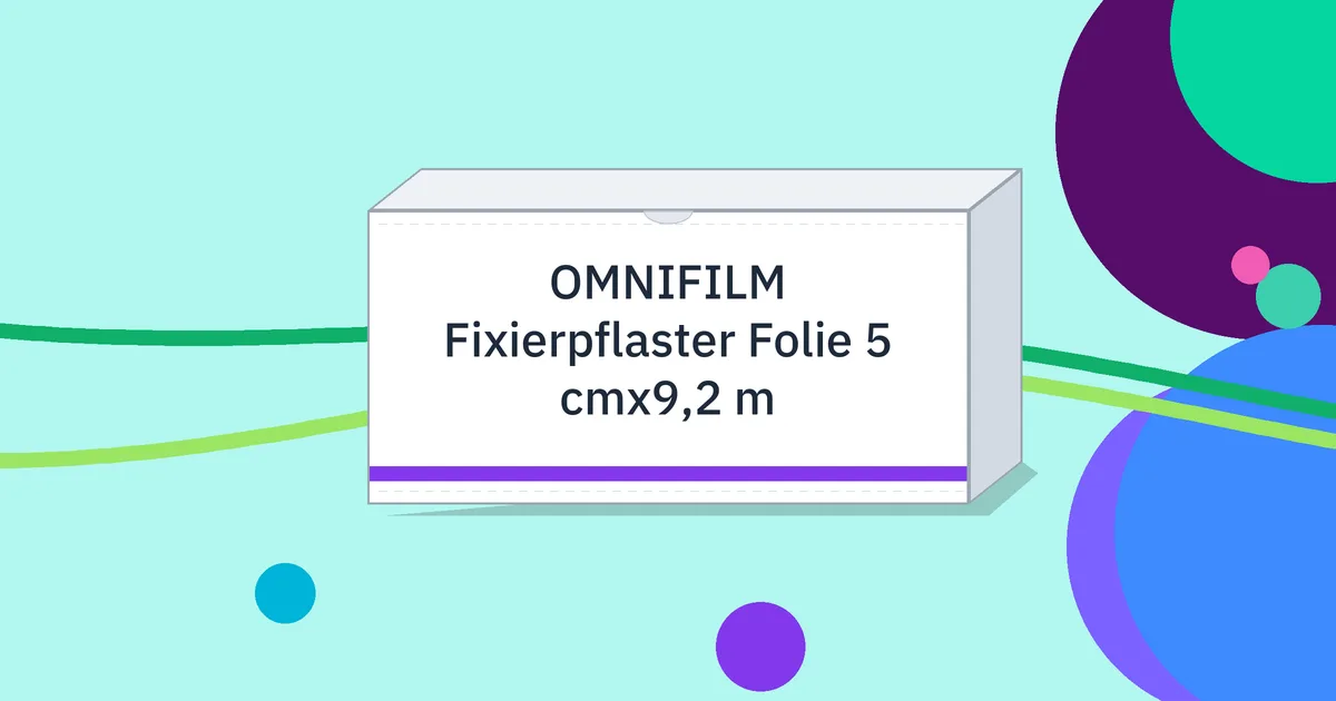 Symbolbild: Packung mit der Aufschrift OMNIFILM Fixierpflaster Folie 5 cmx9,2 m (PZN 20101387) – Verfügbarkeit und Bezug in Apotheken in Frankfurt am Main