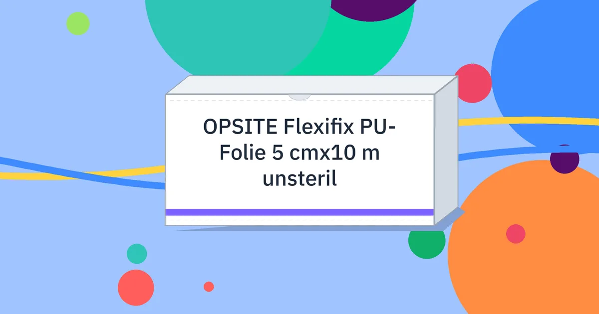 Symbolbild: Packung mit der Aufschrift OPSITE Flexifix PU-Folie 5 cmx10 m unsteril (PZN 18650543) – Verfügbarkeit und Bezug in Apotheken in Frankfurt am Main