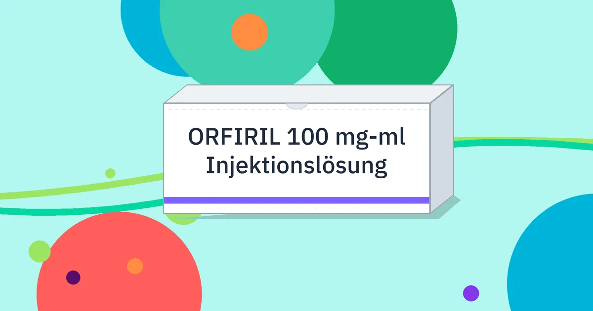 Symbolbild: Packung mit der Aufschrift ORFIRIL 100 mg-ml Injektionslösung (PZN 12569751) – Verfügbarkeit und Bezug in Apotheken in Frankfurt am Main
