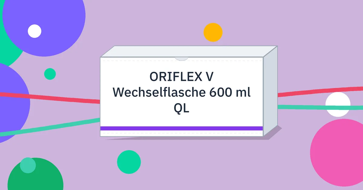 Symbolbild: Packung mit der Aufschrift ORIFLEX V Wechselflasche 600 ml QL (PZN 17485332) – Verfügbarkeit und Bezug in Apotheken in Frankfurt am Main
