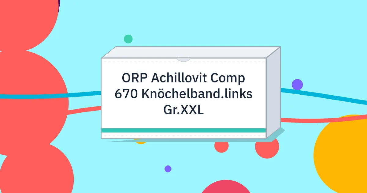 Symbolbild: Packung mit der Aufschrift ORP Achillovit Comp 670 Knöchelband.links Gr.XXL (PZN 09398990) – Verfügbarkeit und Bezug in Apotheken in Frankfurt am Main