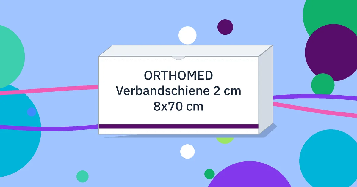 Symbolbild: Packung mit der Aufschrift ORTHOMED Verbandschiene 2 cm 8x70 cm (PZN 03893843) – Verfügbarkeit und Bezug in Apotheken in Frankfurt am Main
