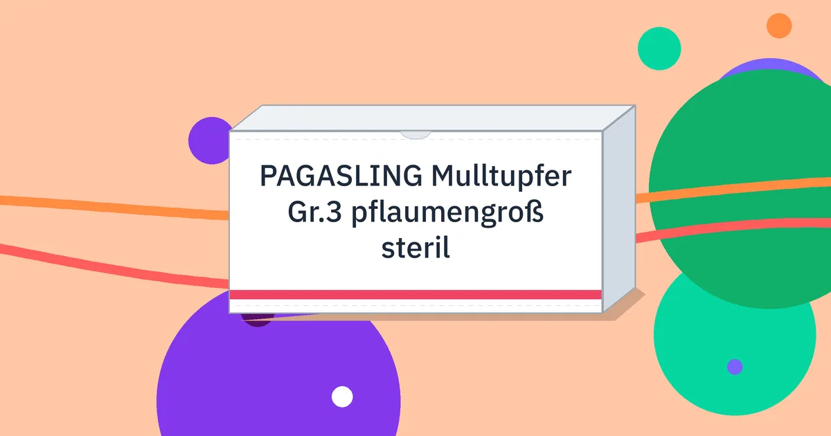 Symbolbild: Packung mit der Aufschrift PAGASLING Mulltupfer Gr.3 pflaumengroß steril (PZN 16327513) – Verfügbarkeit und Bezug in Apotheken in Frankfurt am Main