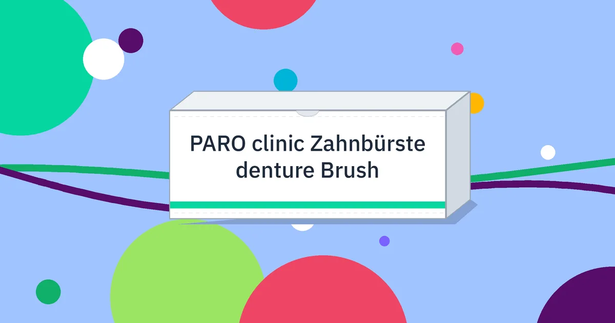 Symbolbild: Packung mit der Aufschrift PARO clinic Zahnbürste denture Brush (PZN 17372071) – Verfügbarkeit und Bezug in Apotheken in Frankfurt am Main