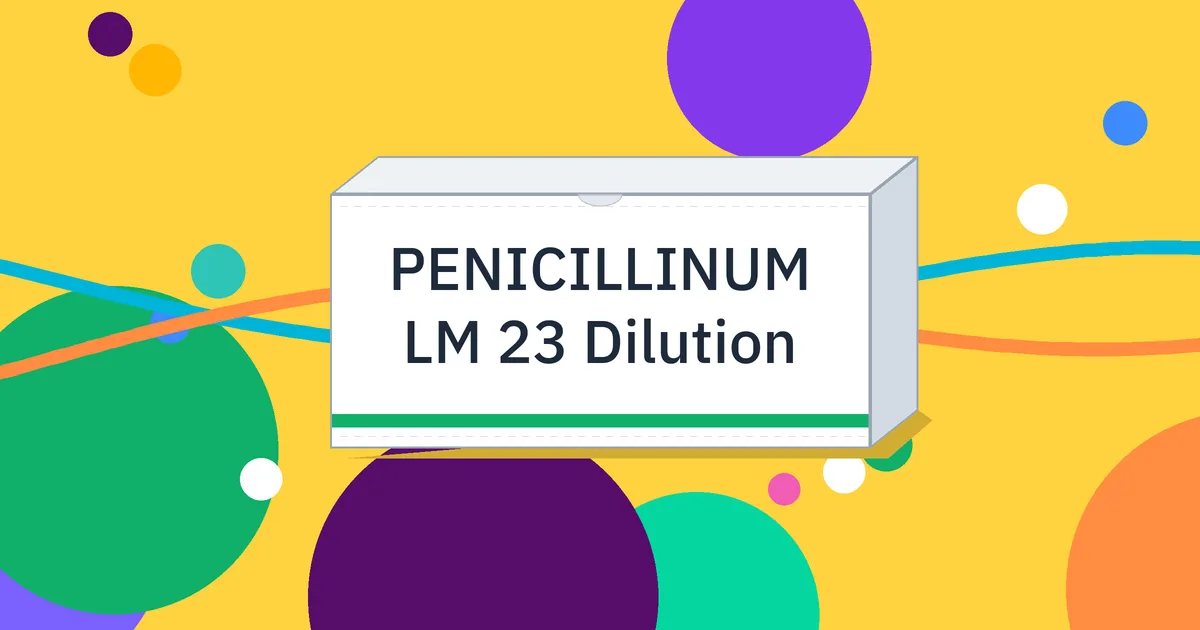 Symbolbild: Packung mit der Aufschrift PENICILLINUM LM 23 Dilution (PZN 12977361) – Verfügbarkeit und Bezug in Apotheken in Frankfurt am Main