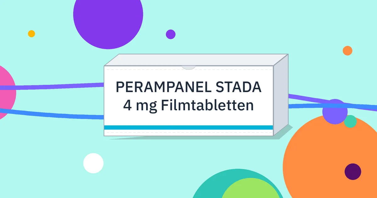 Symbolbild: Packung mit der Aufschrift PERAMPANEL STADA 4 mg Filmtabletten (PZN 20143339) – Verfügbarkeit und Bezug in Apotheken in Frankfurt am Main