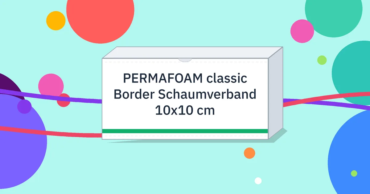 Symbolbild: Packung mit der Aufschrift PERMAFOAM classic Border Schaumverband 10x10 cm (PZN 18804414) – Verfügbarkeit und Bezug in Apotheken in Frankfurt am Main
