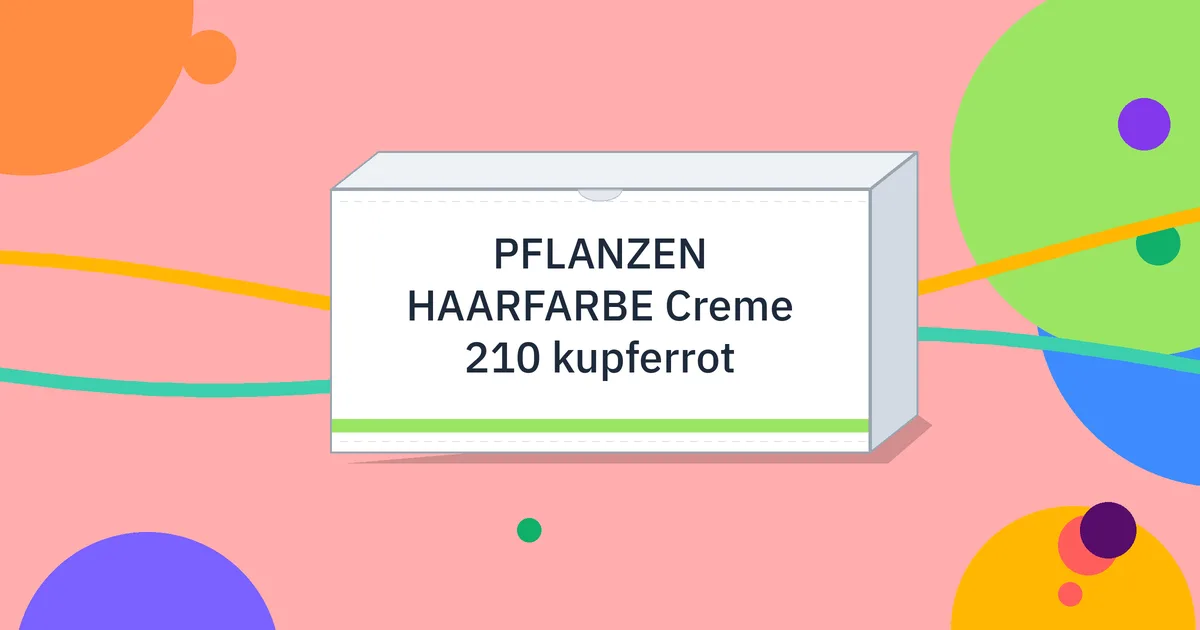 Symbolbild: Packung mit der Aufschrift PFLANZEN HAARFARBE Creme 210 kupferrot (PZN 12724200) – Verfügbarkeit und Bezug in Apotheken in Frankfurt am Main