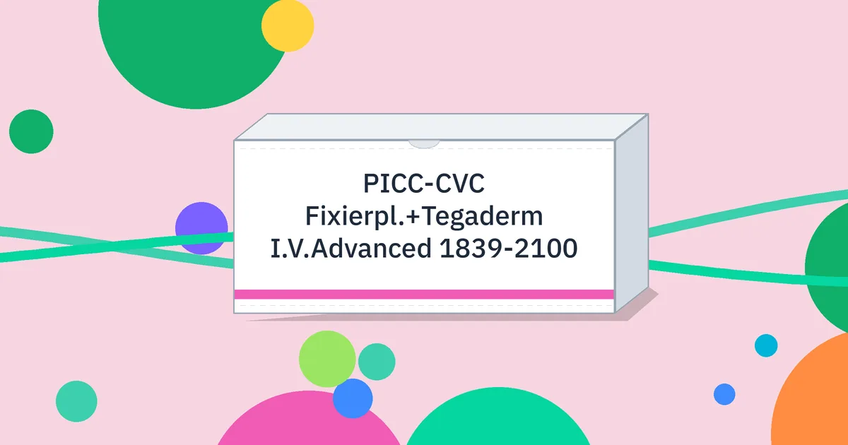 Symbolbild: Packung mit der Aufschrift PICC-CVC Fixierpl.+Tegaderm I.V.Advanced 1839-2100 (PZN 20129575) – Verfügbarkeit und Bezug in Apotheken in Frankfurt am Main