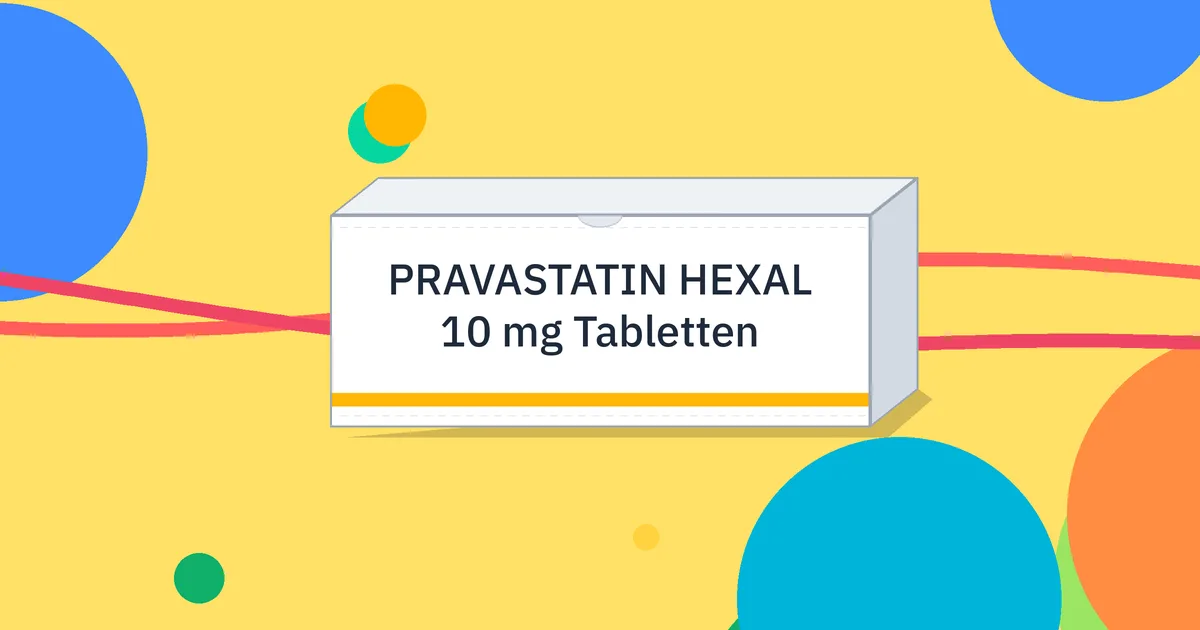 Symbolbild: Packung mit der Aufschrift PRAVASTATIN HEXAL 10 mg Tabletten (PZN 00586017) – Verfügbarkeit und Bezug in Apotheken in Frankfurt am Main