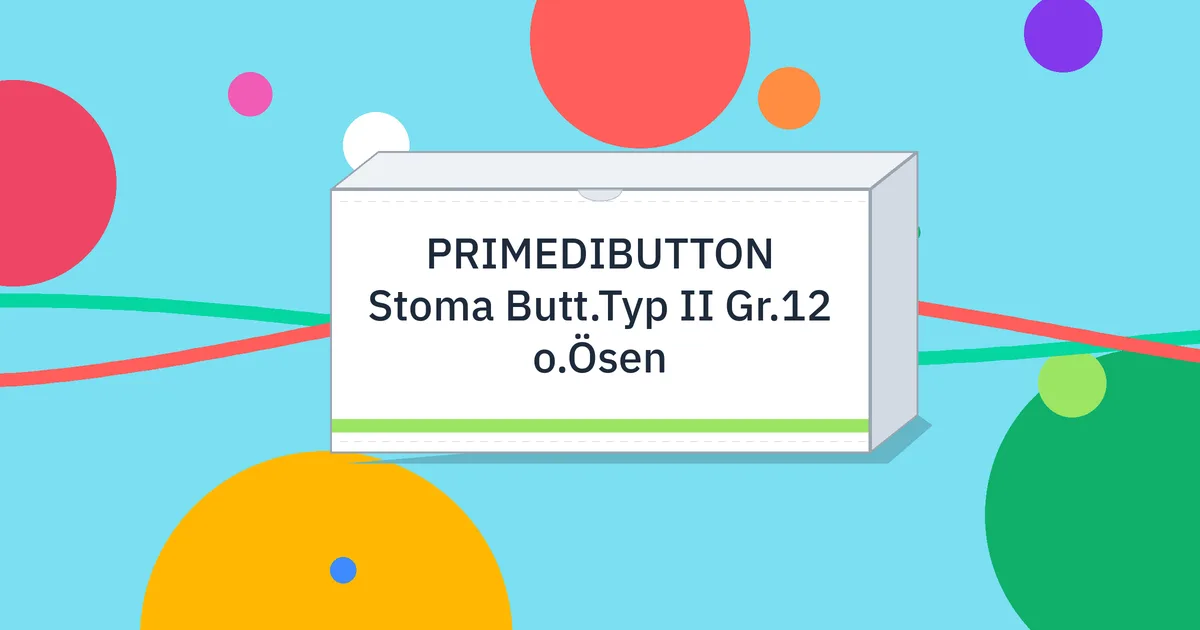Symbolbild: Packung mit der Aufschrift PRIMEDIBUTTON Stoma Butt.Typ II Gr.12 o.Ösen (PZN 10791416) – Verfügbarkeit und Bezug in Apotheken in Frankfurt am Main