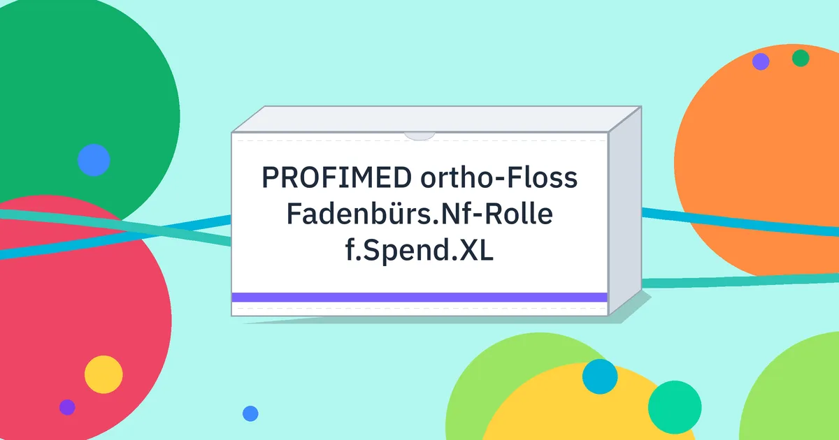 Symbolbild: Packung mit der Aufschrift PROFIMED ortho-Floss Fadenbürs.Nf-Rolle f.Spend.XL (PZN 17253225) – Verfügbarkeit und Bezug in Apotheken in Frankfurt am Main