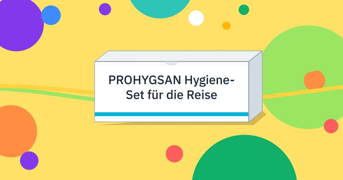 Symbolbild: Packung mit der Aufschrift PROHYGSAN Hygiene-Set für die Reise (PZN 12351957) – Verfügbarkeit und Bezug in Apotheken in Frankfurt am Main