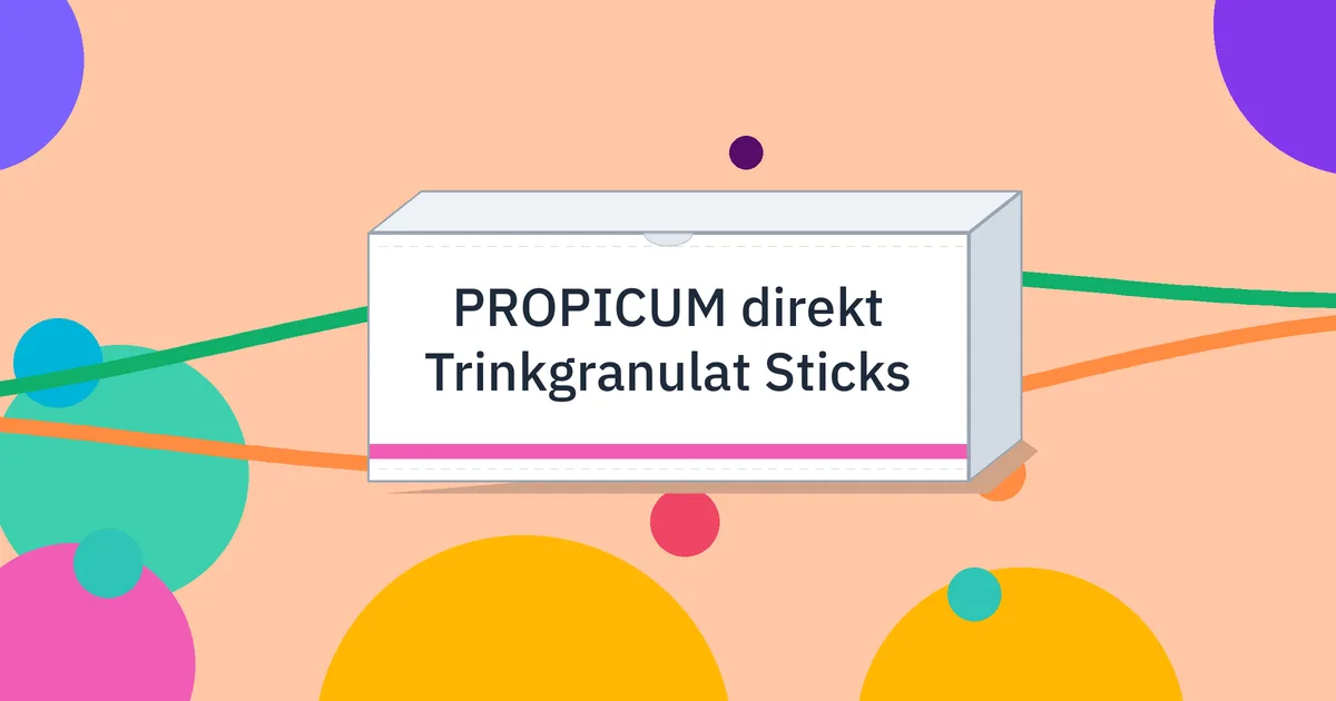 Symbolbild: Packung mit der Aufschrift PROPICUM direkt Trinkgranulat Sticks (PZN 18789169) – Verfügbarkeit und Bezug in Apotheken in Frankfurt am Main