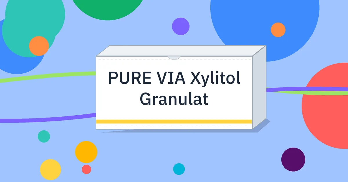 Symbolbild: Packung mit der Aufschrift PURE VIA Xylitol Granulat (PZN 19731930) – Verfügbarkeit und Bezug in Apotheken in Frankfurt am Main