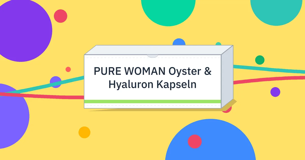 Symbolbild: Packung mit der Aufschrift PURE WOMAN Oyster & Hyaluron Kapseln (PZN 14300645) – Verfügbarkeit und Bezug in Apotheken in Frankfurt am Main