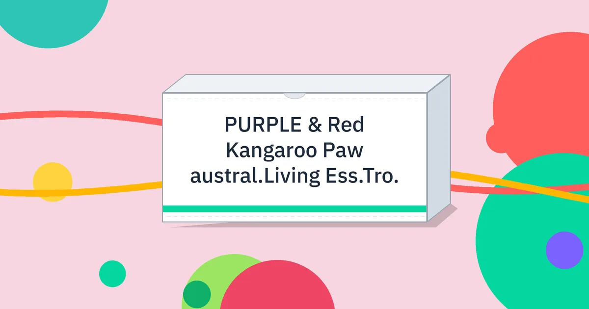 Symbolbild: Packung mit der Aufschrift PURPLE & Red Kangaroo Paw austral.Living Ess.Tro. (PZN 05010670) – Verfügbarkeit und Bezug in Apotheken in Frankfurt am Main