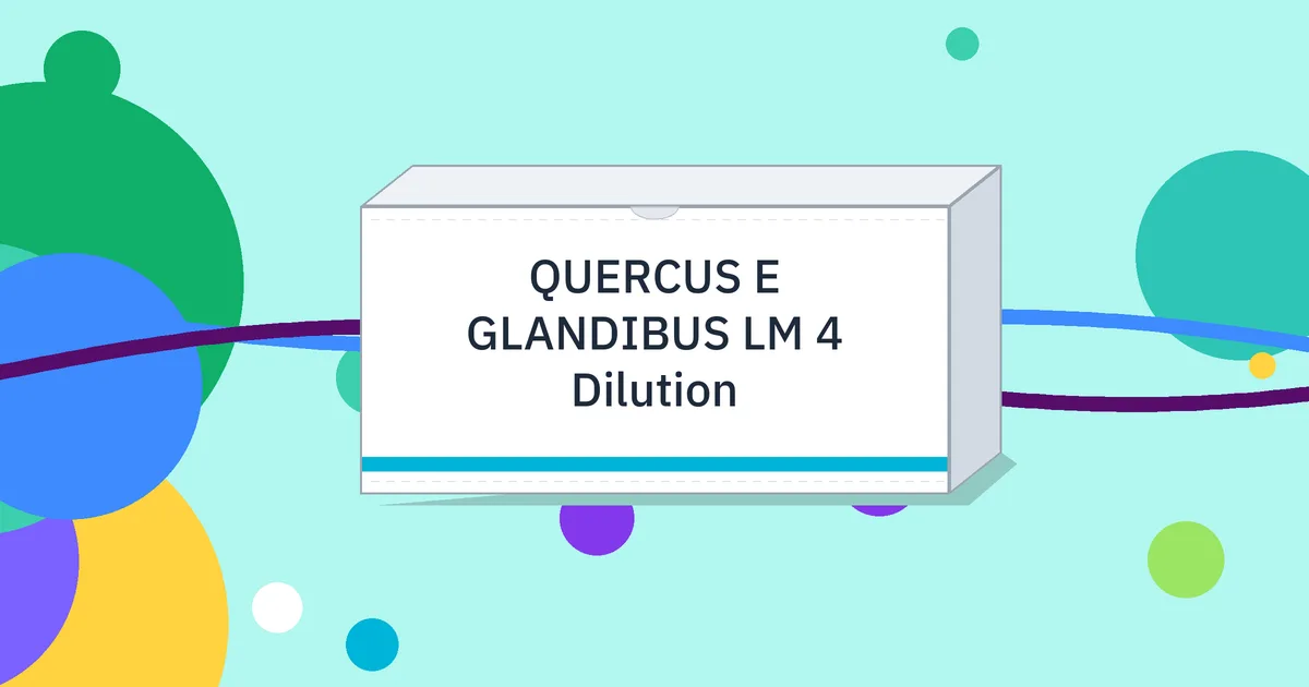 Symbolbild: Packung mit der Aufschrift QUERCUS E GLANDIBUS LM 4 Dilution (PZN 13674473) – Verfügbarkeit und Bezug in Apotheken in Frankfurt am Main