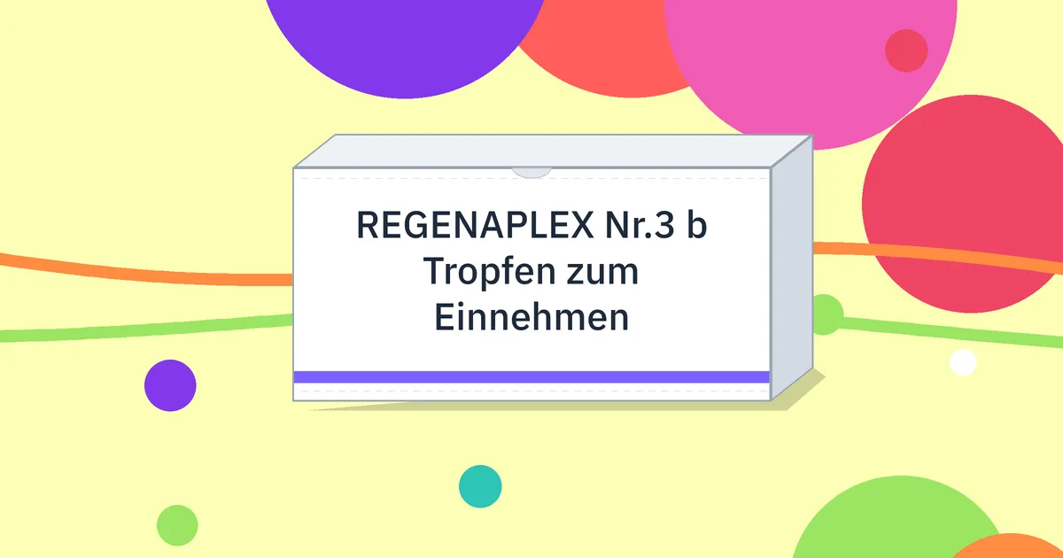 Symbolbild: Packung mit der Aufschrift REGENAPLEX Nr.3 b Tropfen zum Einnehmen (PZN 06971029) – Verfügbarkeit und Bezug in Apotheken in Frankfurt am Main