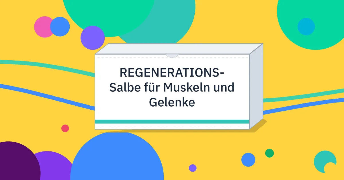 Symbolbild: Packung mit der Aufschrift REGENERATIONS-Salbe für Muskeln und Gelenke (PZN 19993009) – Verfügbarkeit und Bezug in Apotheken in Frankfurt am Main