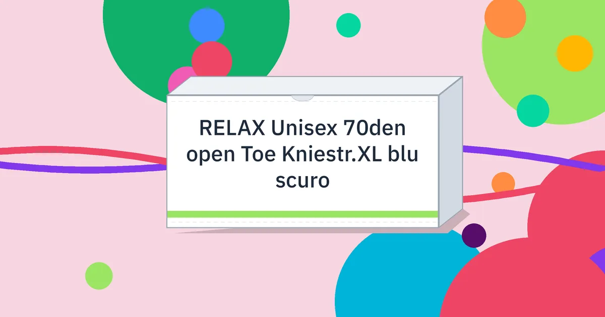 Symbolbild: Packung mit der Aufschrift RELAX Unisex 70den open Toe Kniestr.XL blu scuro (PZN 16224569) – Verfügbarkeit und Bezug in Apotheken in Frankfurt am Main