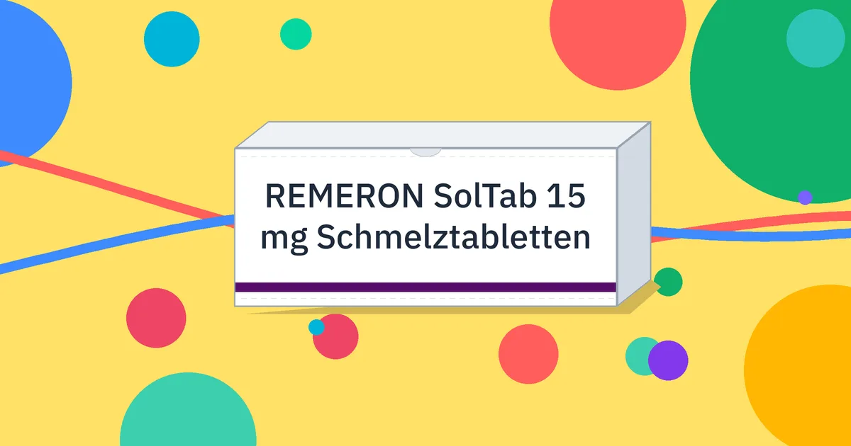 Symbolbild: Packung mit der Aufschrift REMERON SolTab 15 mg Schmelztabletten (PZN 17928462) – Verfügbarkeit und Bezug in Apotheken in Frankfurt am Main