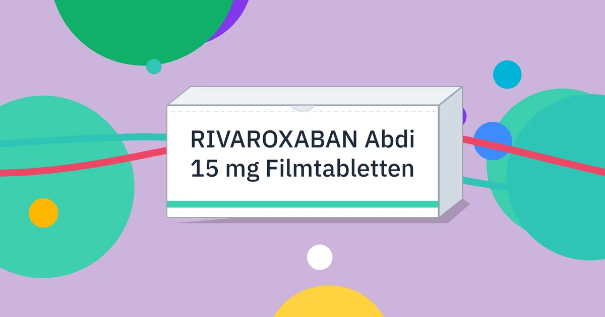 Symbolbild: Packung mit der Aufschrift RIVAROXABAN Abdi 15 mg Filmtabletten (PZN 18820117) – Verfügbarkeit und Bezug in Apotheken in Frankfurt am Main