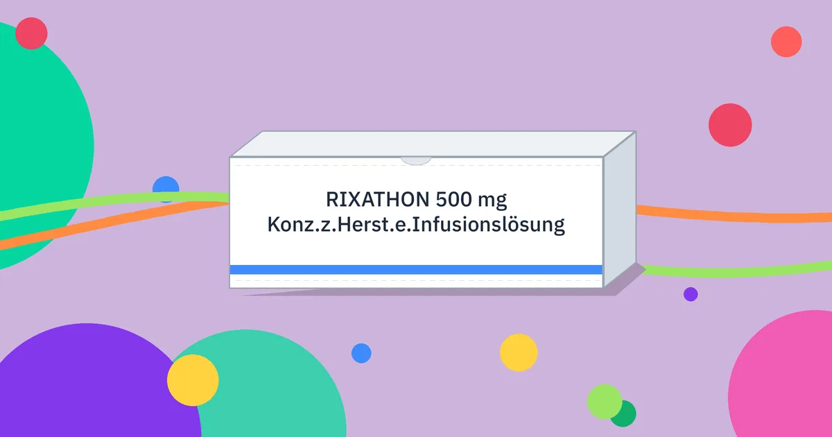 Symbolbild: Packung mit der Aufschrift RIXATHON 500 mg Konz.z.Herst.e.Infusionslösung (PZN 14356717) – Verfügbarkeit und Bezug in Apotheken in Frankfurt am Main