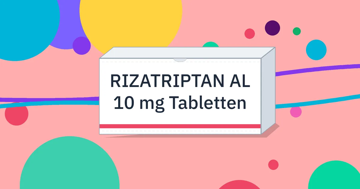 Symbolbild: Packung mit der Aufschrift RIZATRIPTAN AL 10 mg Tabletten (PZN 01496799) – Verfügbarkeit und Bezug in Apotheken in Frankfurt am Main