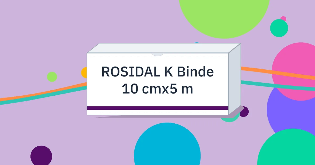 Symbolbild: Packung mit der Aufschrift ROSIDAL K Binde 10 cmx5 m (PZN 08402896) – Verfügbarkeit und Bezug in Apotheken in Frankfurt am Main
