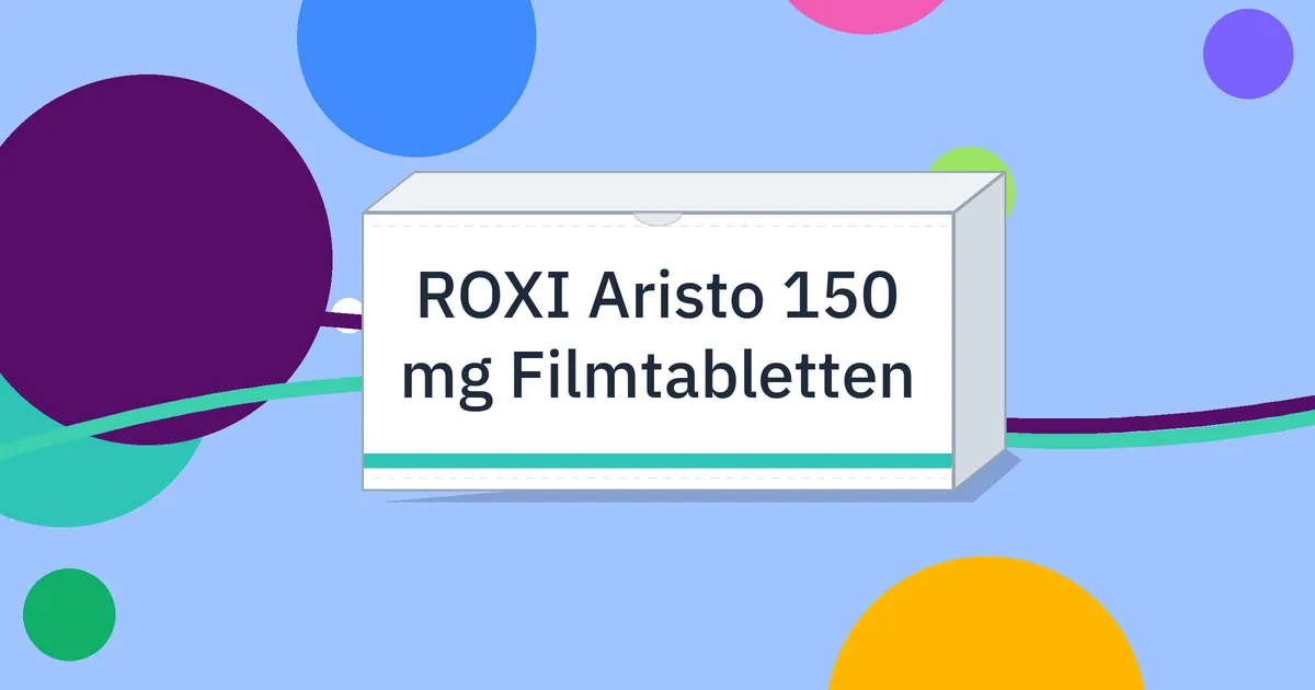 Symbolbild: Packung mit der Aufschrift ROXI Aristo 150 mg Filmtabletten (PZN 02838440) – Verfügbarkeit und Bezug in Apotheken in Frankfurt am Main
