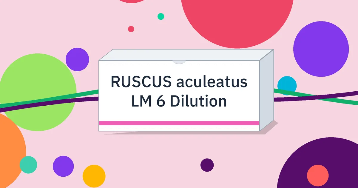 Symbolbild: Packung mit der Aufschrift RUSCUS aculeatus LM 6 Dilution (PZN 13173185) – Verfügbarkeit und Bezug in Apotheken in Frankfurt am Main